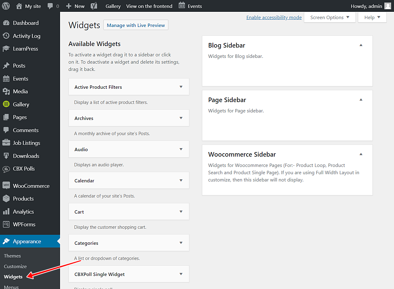 Manage Widgets from the Frontend in WordPress