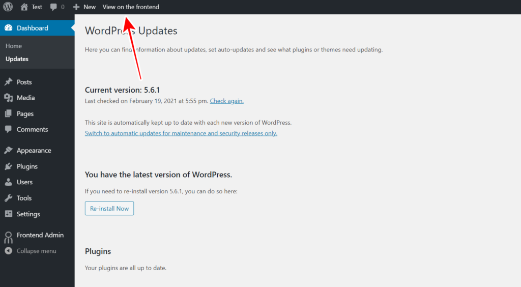 WordPress - Install Updates on the Frontend - WP Frontend Admin