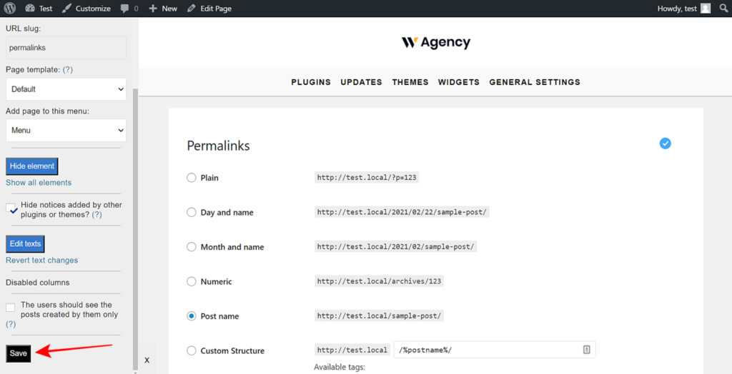 WordPress - Manage Permalink Settings on the Frontend