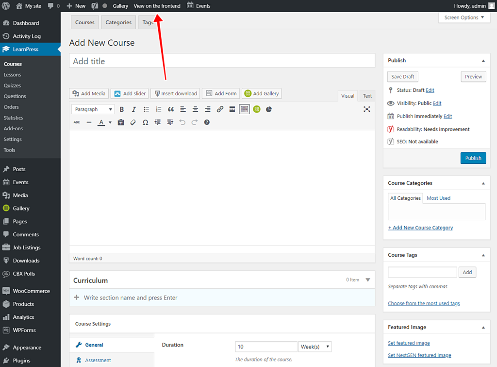 Learnpress Allow Users To Create Courses On The Frontend
