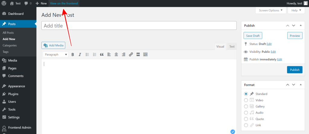 WordPress - Allow Frontend Post Submissions - WP Frontend Admin