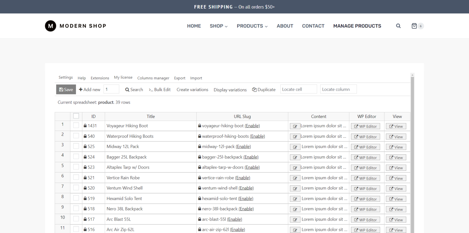 WooCommerce - Manage Products on the Frontend Using a Spreadsheet