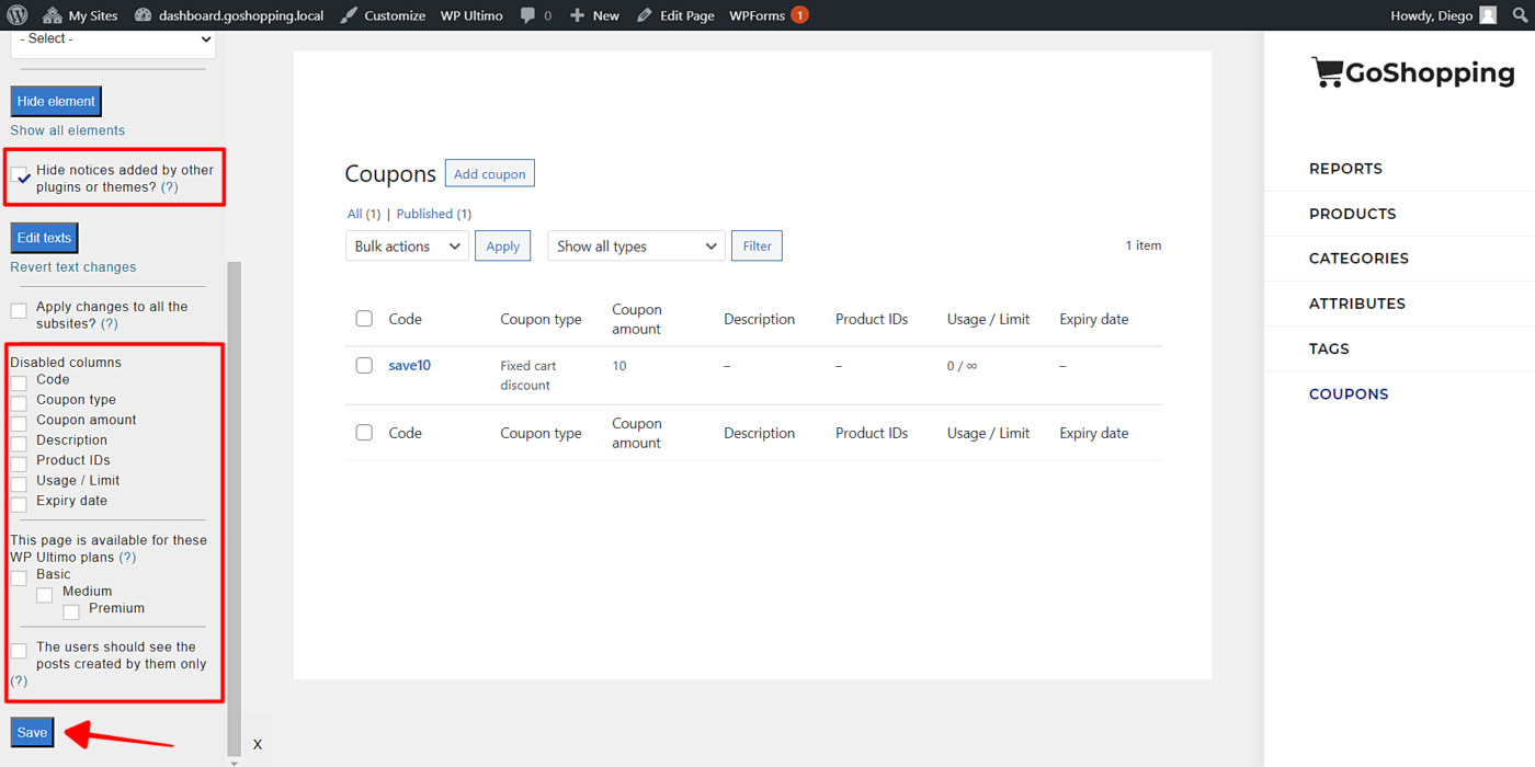 Set Up the Coupons, Orders, and Customers on the Frontend Dashboard