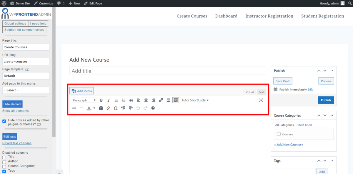 Tutor LMS - Allow Instructors to Create Courses on the Frontend