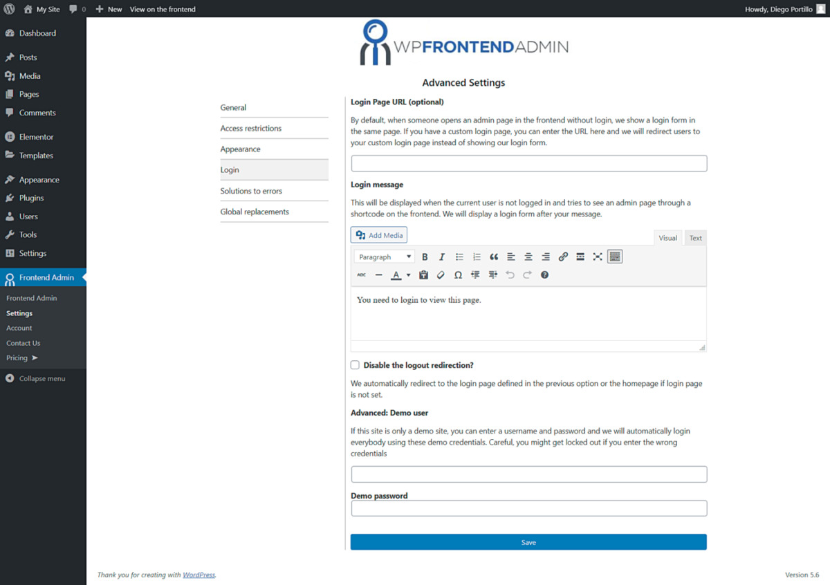 Understanding the Login Settings - WP Frontend Admin