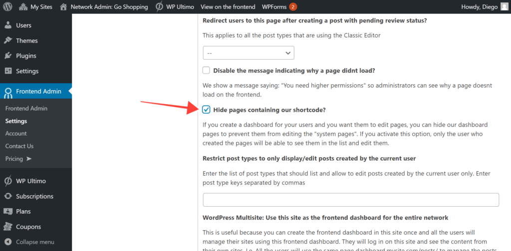 How to Integrate WP Frontend Admin and WP Ultimo