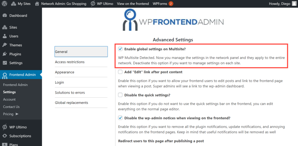 How to Integrate WP Frontend Admin and WP Ultimo