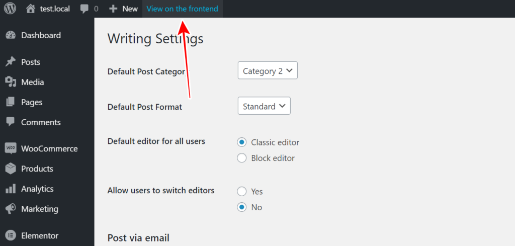 WordPress - Manage the Writing and Reading Settings on the Frontend