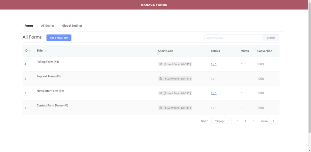 Fluent Forms - Allow Users to Manage Forms on the Front-end