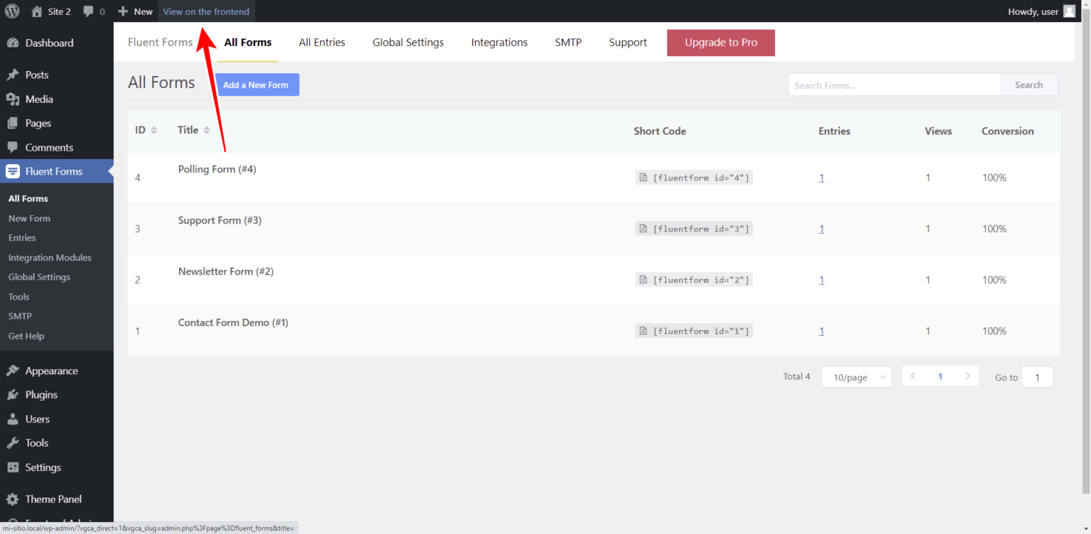 Fluent Forms - Allow Users to Manage Forms on the Front-end
