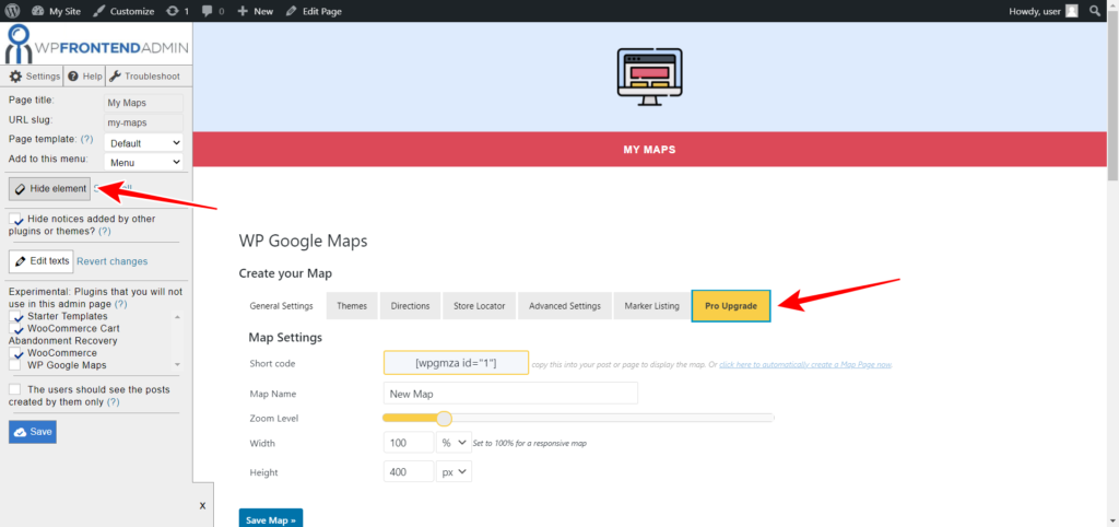 WordPress - Manage WP Google Maps on the Frontend
