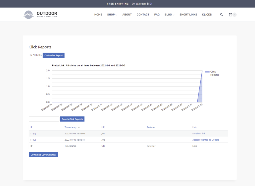 How to View Pretty Links Clicks on the Frontend - WP Frontend Admin