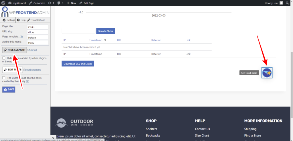 How to View Pretty Links Clicks on the Frontend - WP Frontend Admin