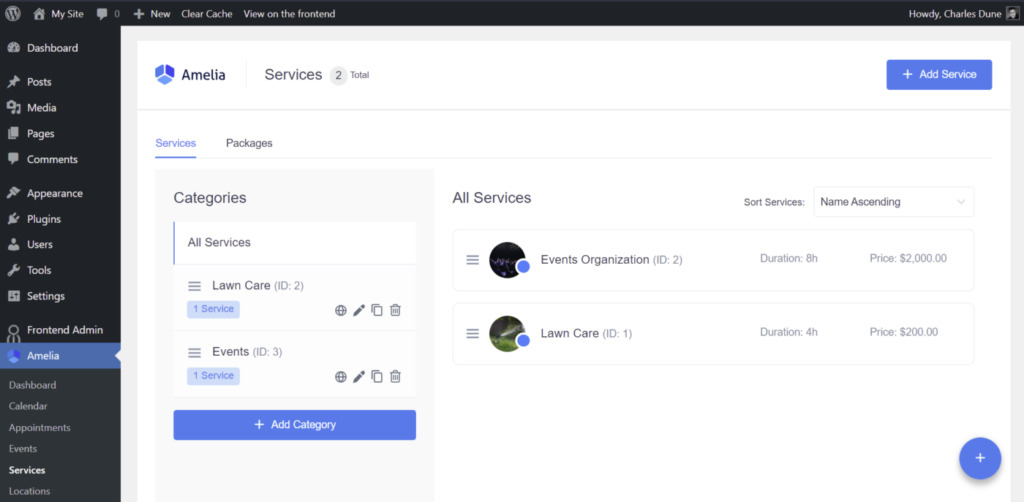 Allow Users to Manage Amelia Services on the Frontend