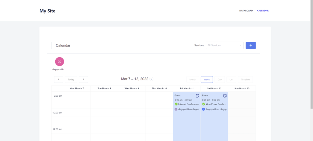 Amelia - How to Show the Calendar on the Frontend - WP Frontend Admin