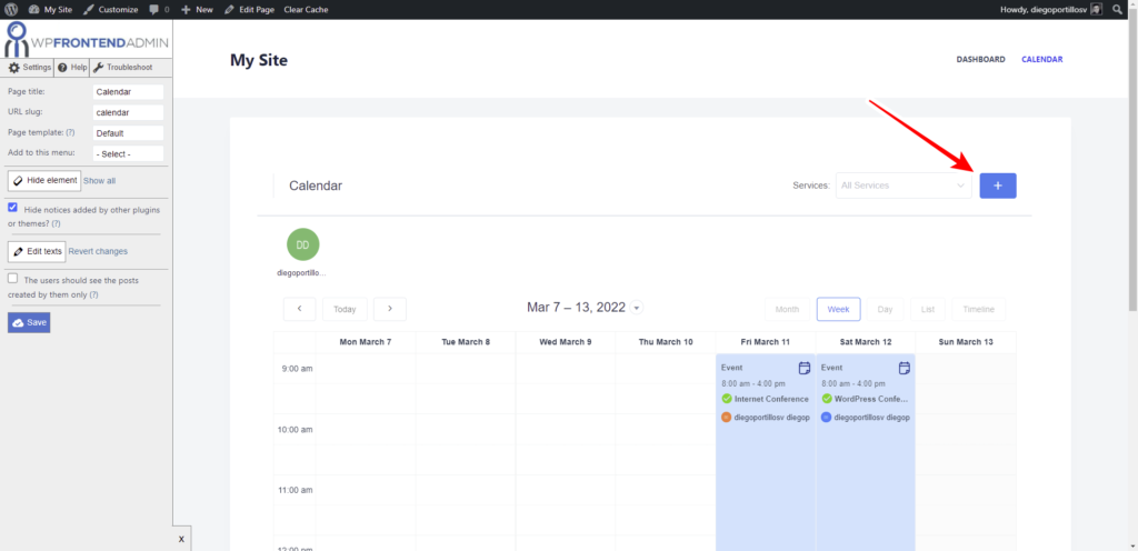 Amelia - How to Show the Calendar on the Frontend - WP Frontend Admin
