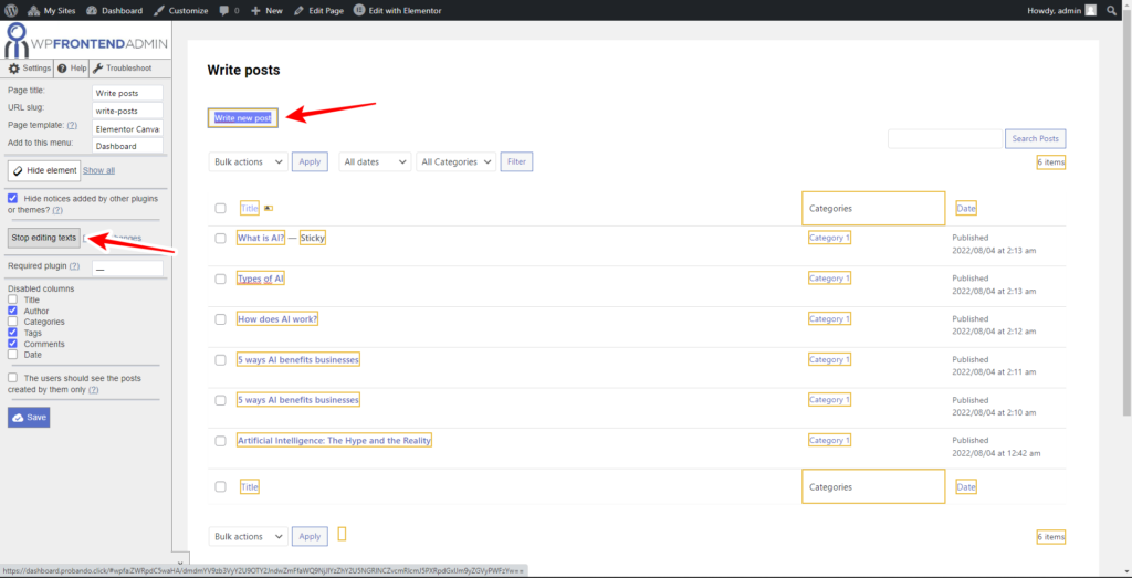 WordPress - Create a Dashboard for Authors with Elementor