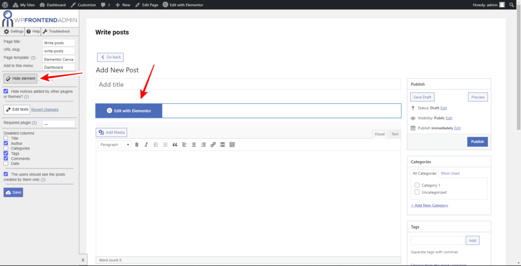 WordPress - Create a Dashboard for Authors with Elementor