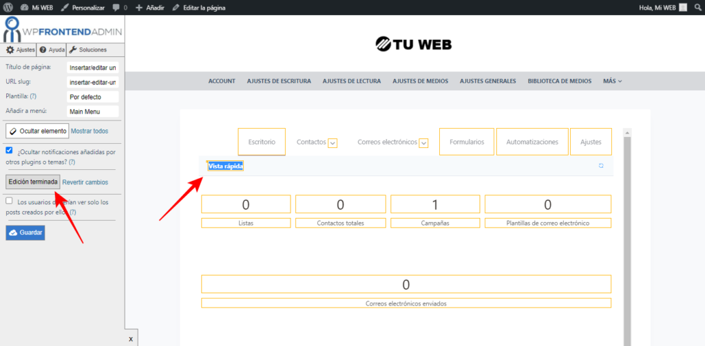 Fluent CRM - Cómo Crear un Dashboard - WP Frontend Admin