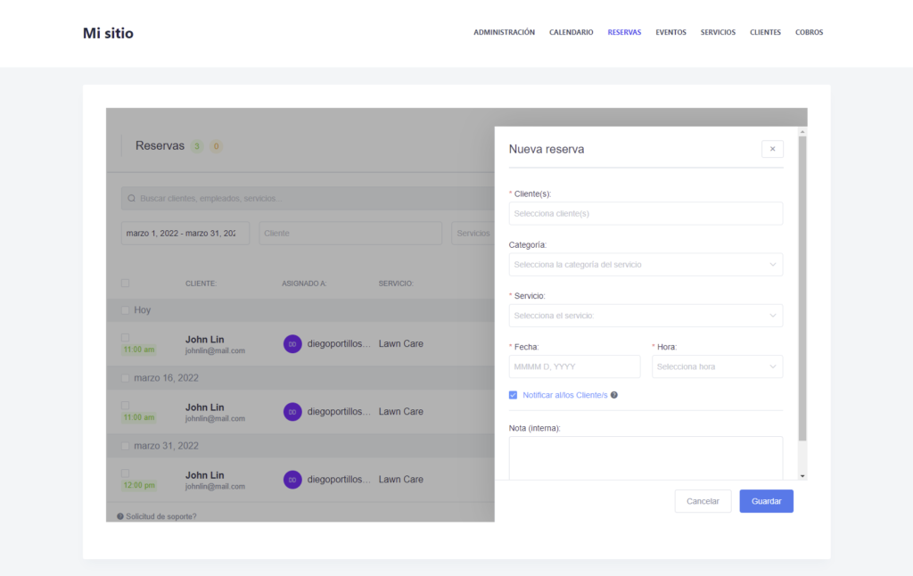 Amelia – Permitir que los Usuarios Creen Reservas en el Frontend